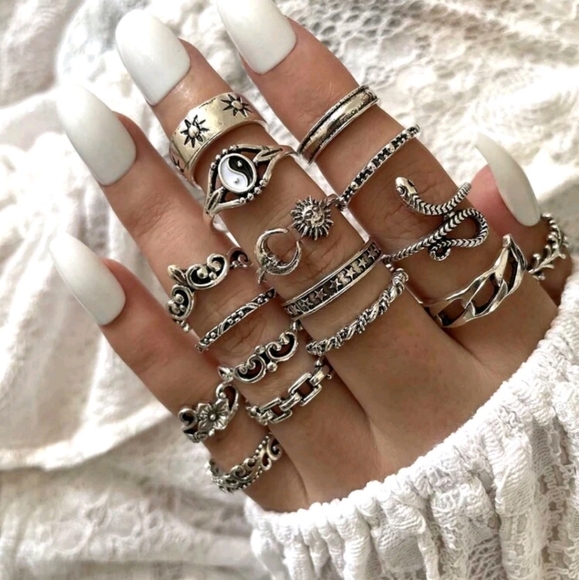 Jewelry | 16 Pc Henna Ring Set | Poshmark